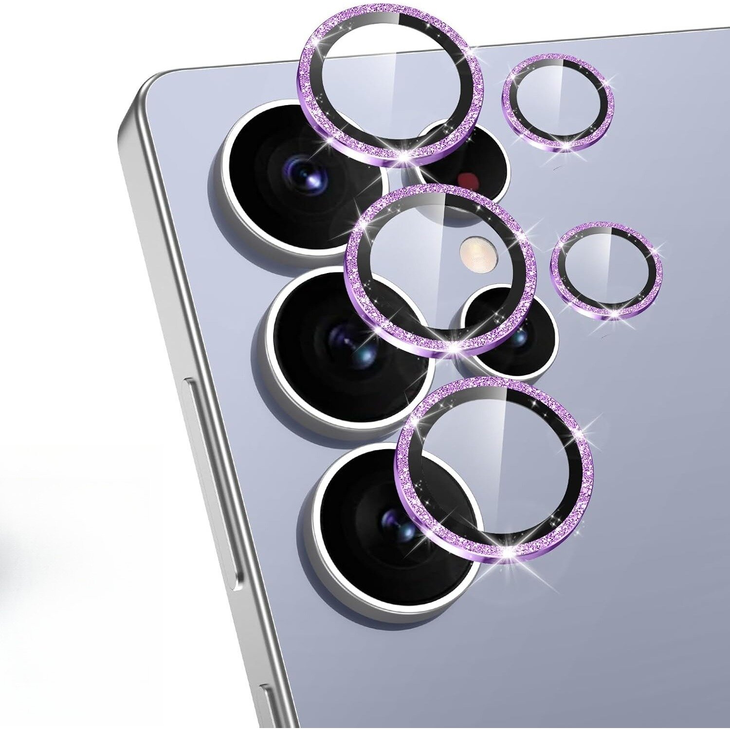 Защитное стекло для камеры Galaxy S22 Ultra, фиолетовое, с металлическим кольцом, ультратонкое прозрачное, из закаленного стекла