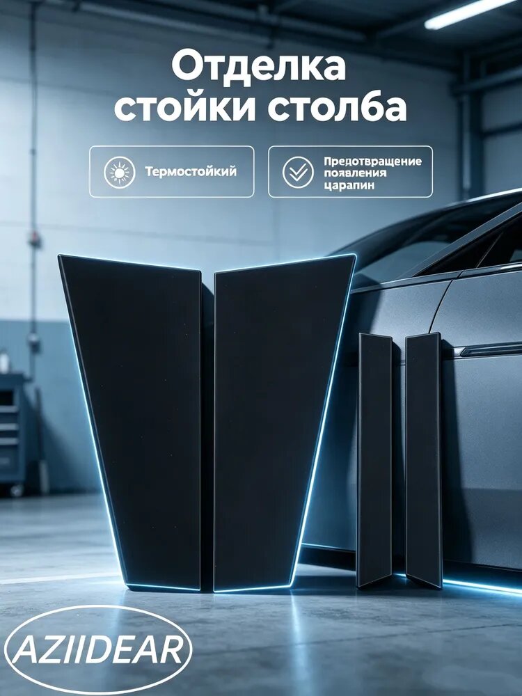 4 глянцевых черных накладки на стойки Mercedes CLS W219 2006-2011