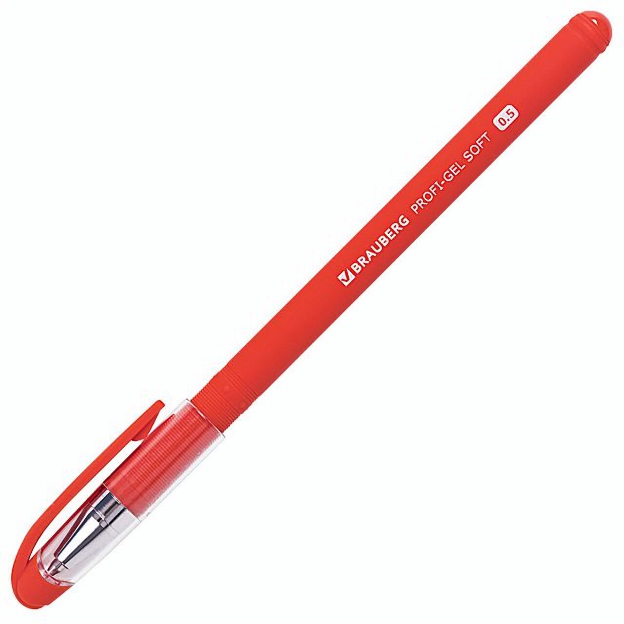 Гелевая ручка "BRAUBERG Profi-Gel", с покрытием Soft-Touch, красная