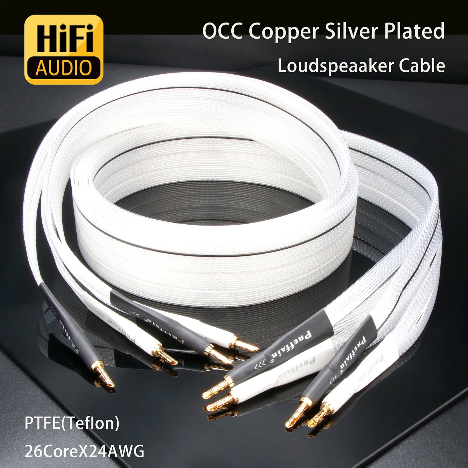 Кабель Preffair Falt 8N OCC 2.5m, 2banana to 2banana
