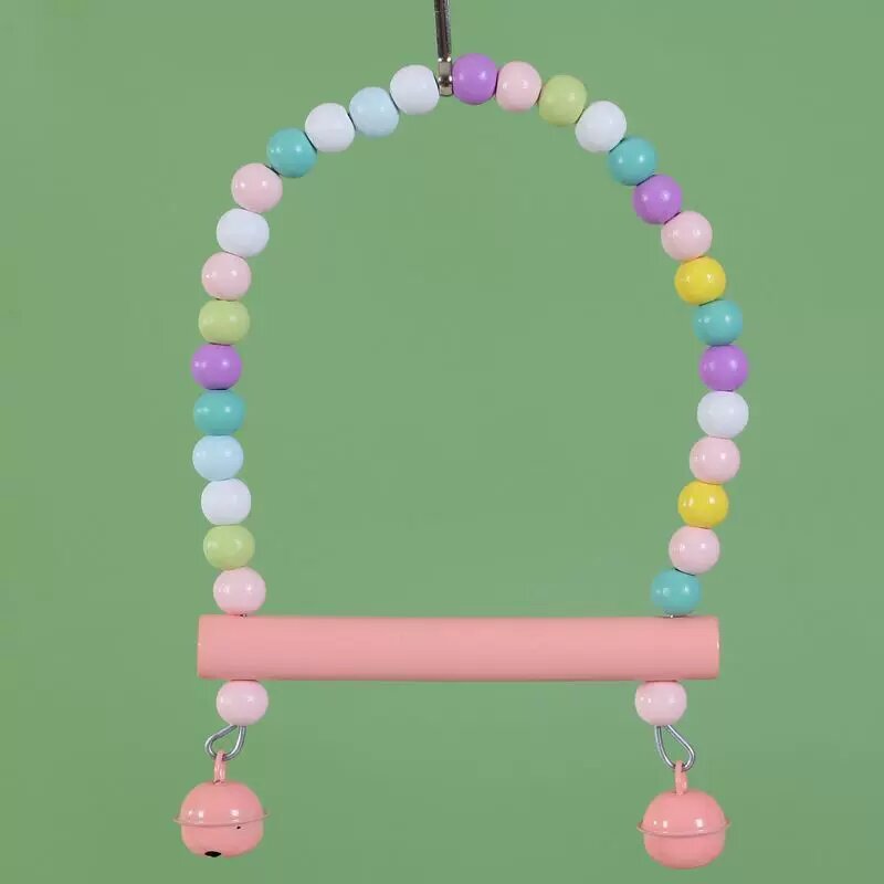 Маленькая цветная макаронная качель для птиц, 12x15см