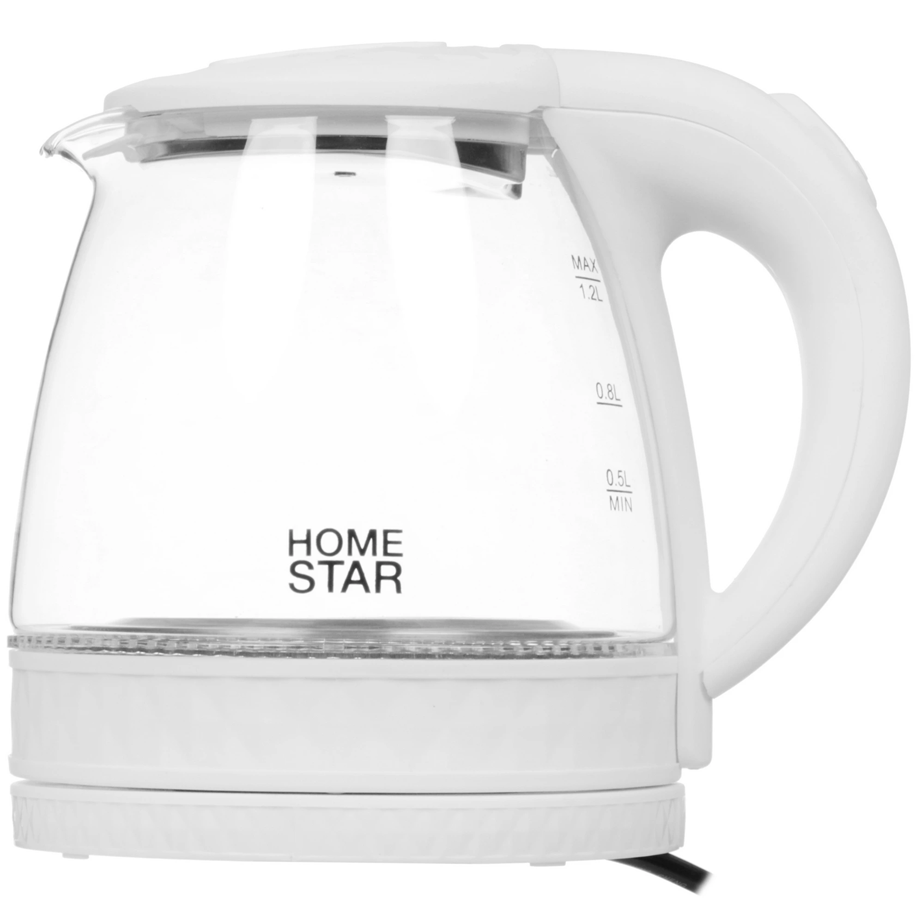 Чайник Homestar HS-1053, белый, 1.2 л, стекло, мощность 1500 Вт