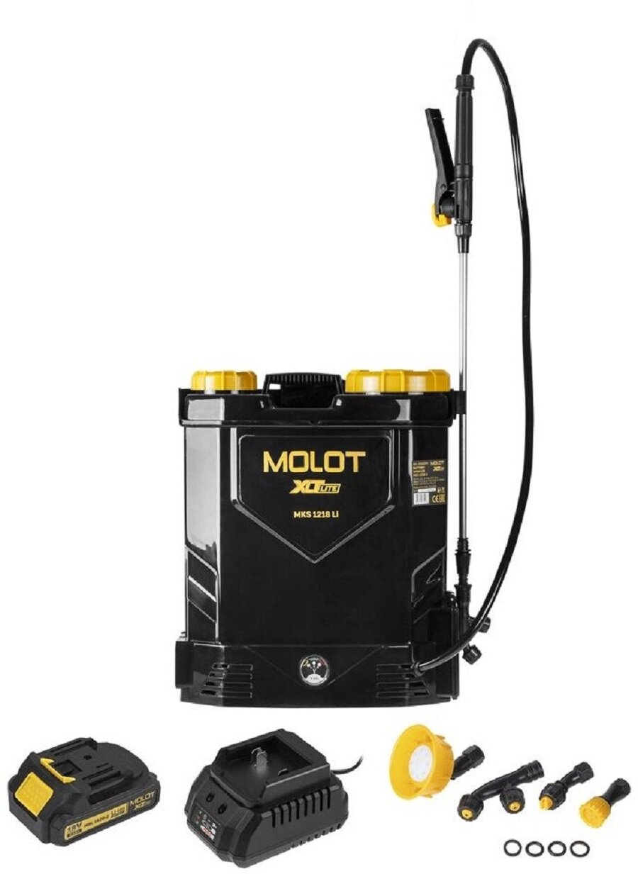 Опрыскиватель садовый ранцевый аккумуляторный 12 л MOLOT MKS 1218 Li XLT Lite SET (2322209)