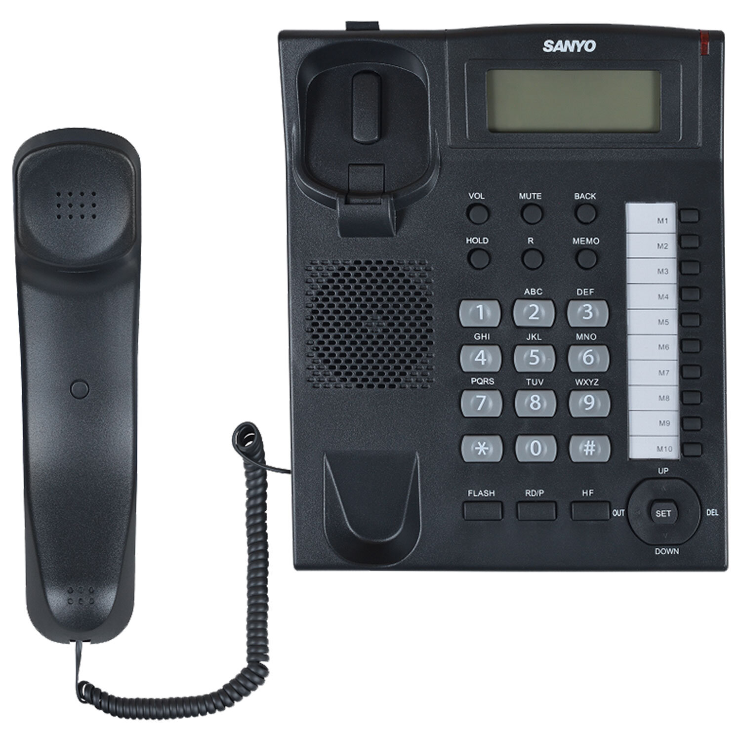 Телефон SANYO RA-S517B, спикерфон, память 30 номеров, тональный / импульсный режим, черный