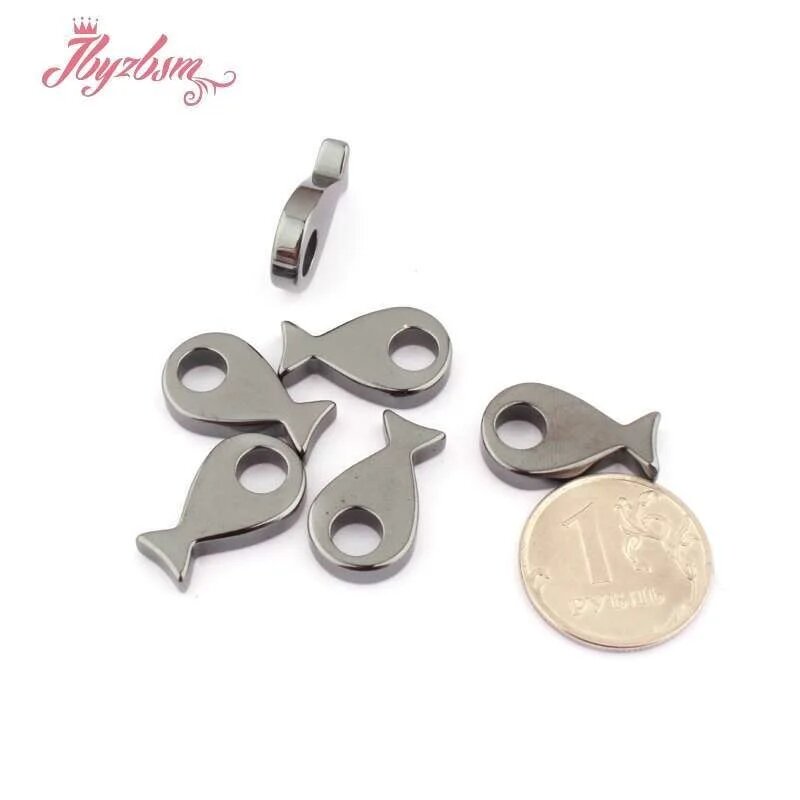 Гематит бусины рыба крест сердце капля бабочка 2 шт. 10x19mm Small fish