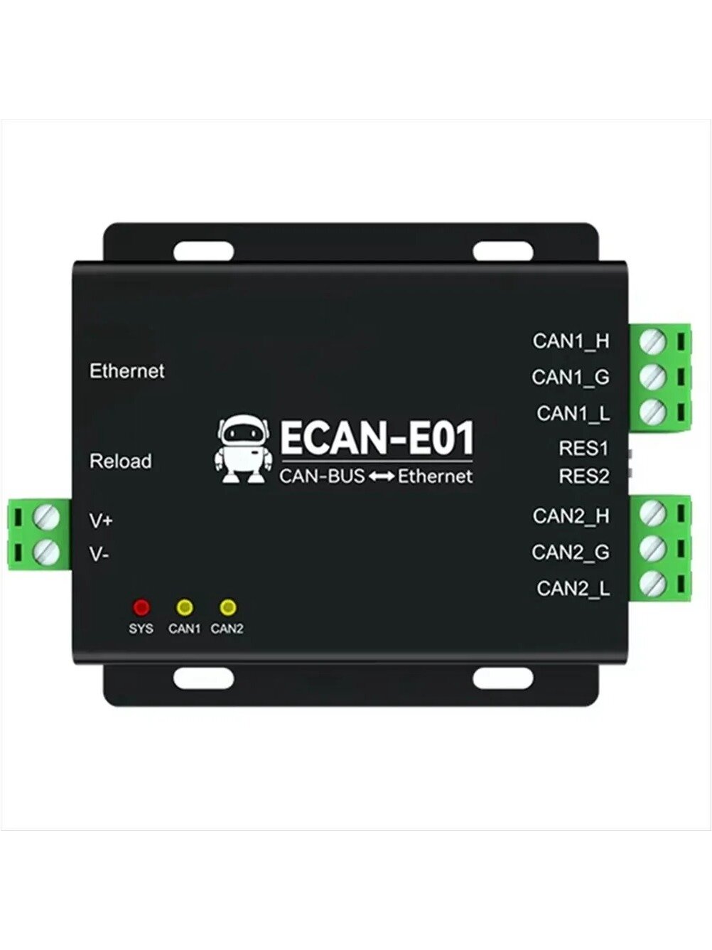 Преобразователь CAN в Ethernet ECAN-E01, шлюз CAN-BUS, 2 канала CAN, чёрный