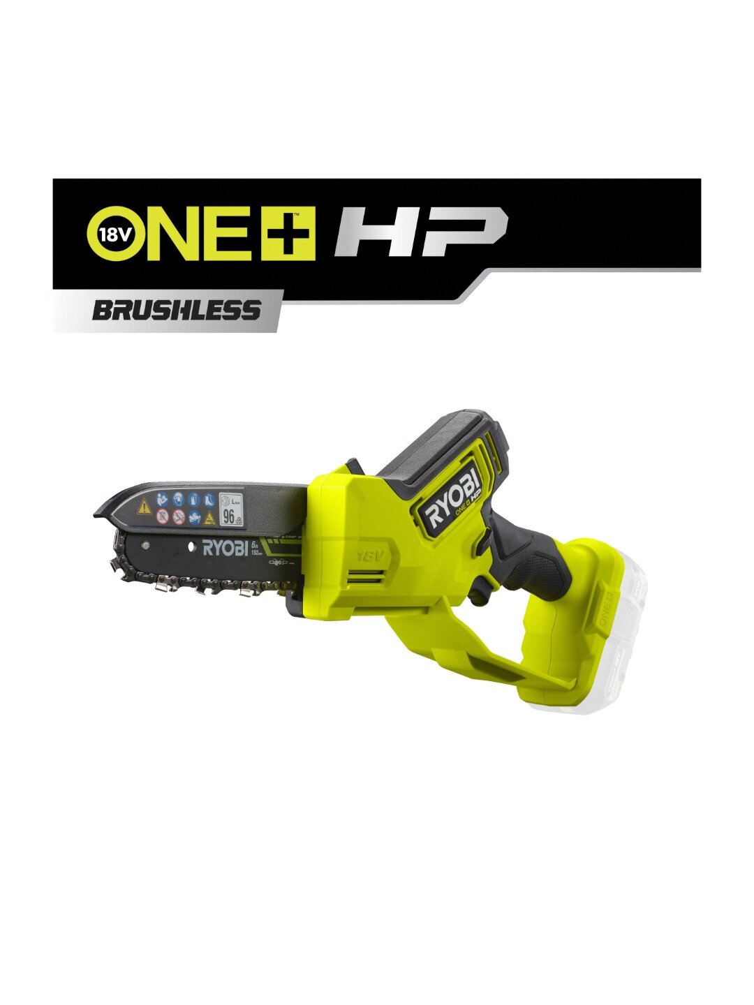 Пила цепная аккумуляторная RYOBI ONE+ HP RY18PSX15A-0 18 В, шина 15 см, бесщёточная, без АКБ