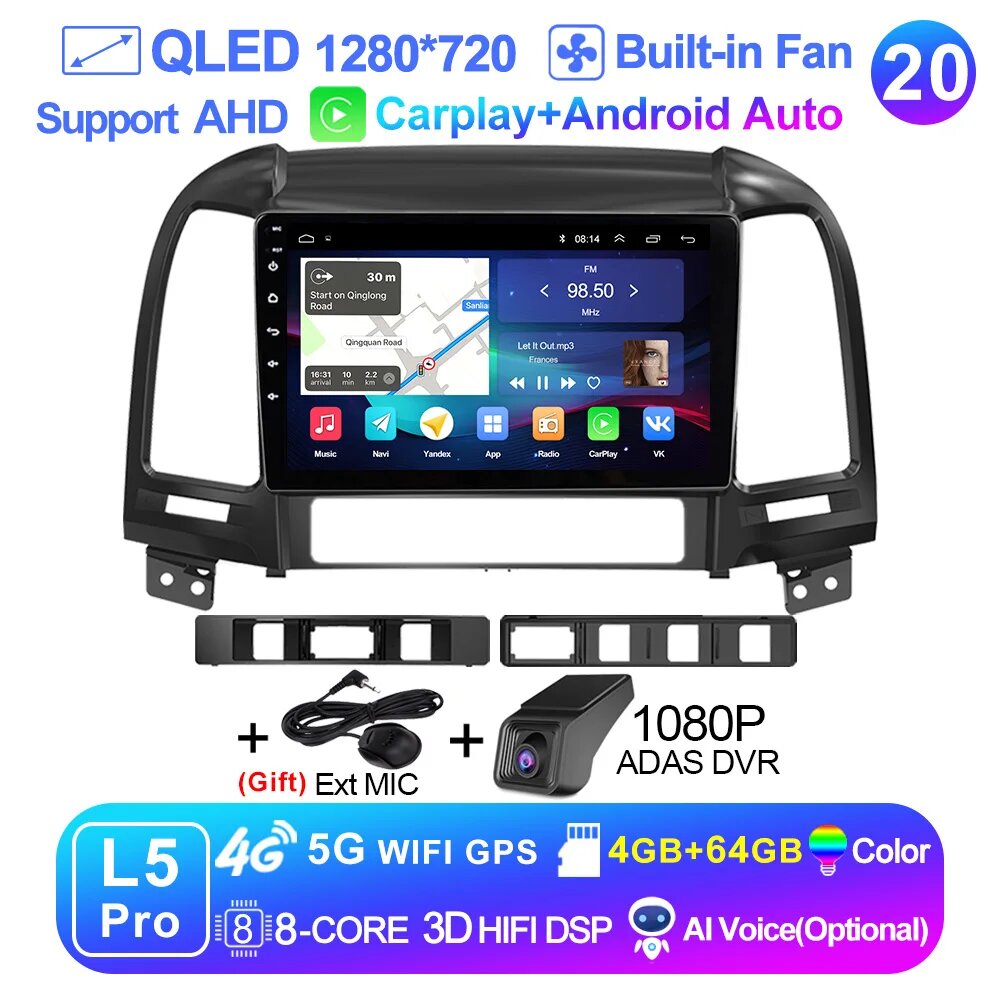 LEHX L6 Pro AI Voice 5G DSP Автомобильный радиоприемник Мультимедиа для Hyundai L5 Pro(4-64GB)DVR