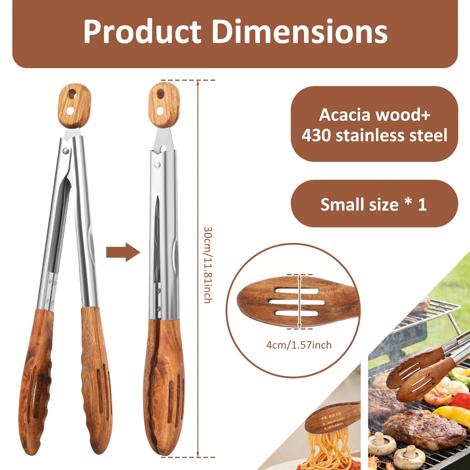Деревянные кухонные щипцы Wood color 1 small