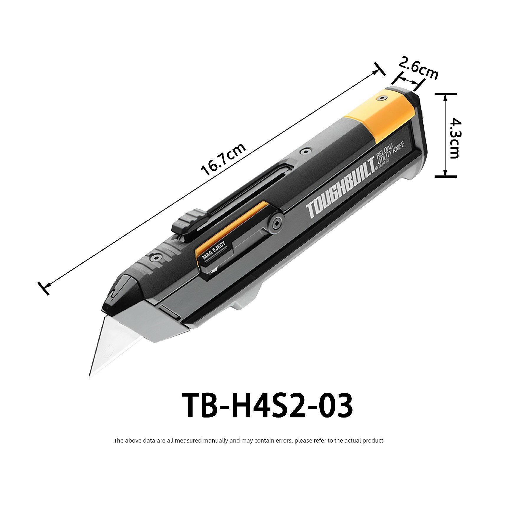 TOUGHBUILT TB-H4S2-03 16см сменный лезвийный нож с 30 лезвиями (всего 40), угол 60°, профессиональный инструмент