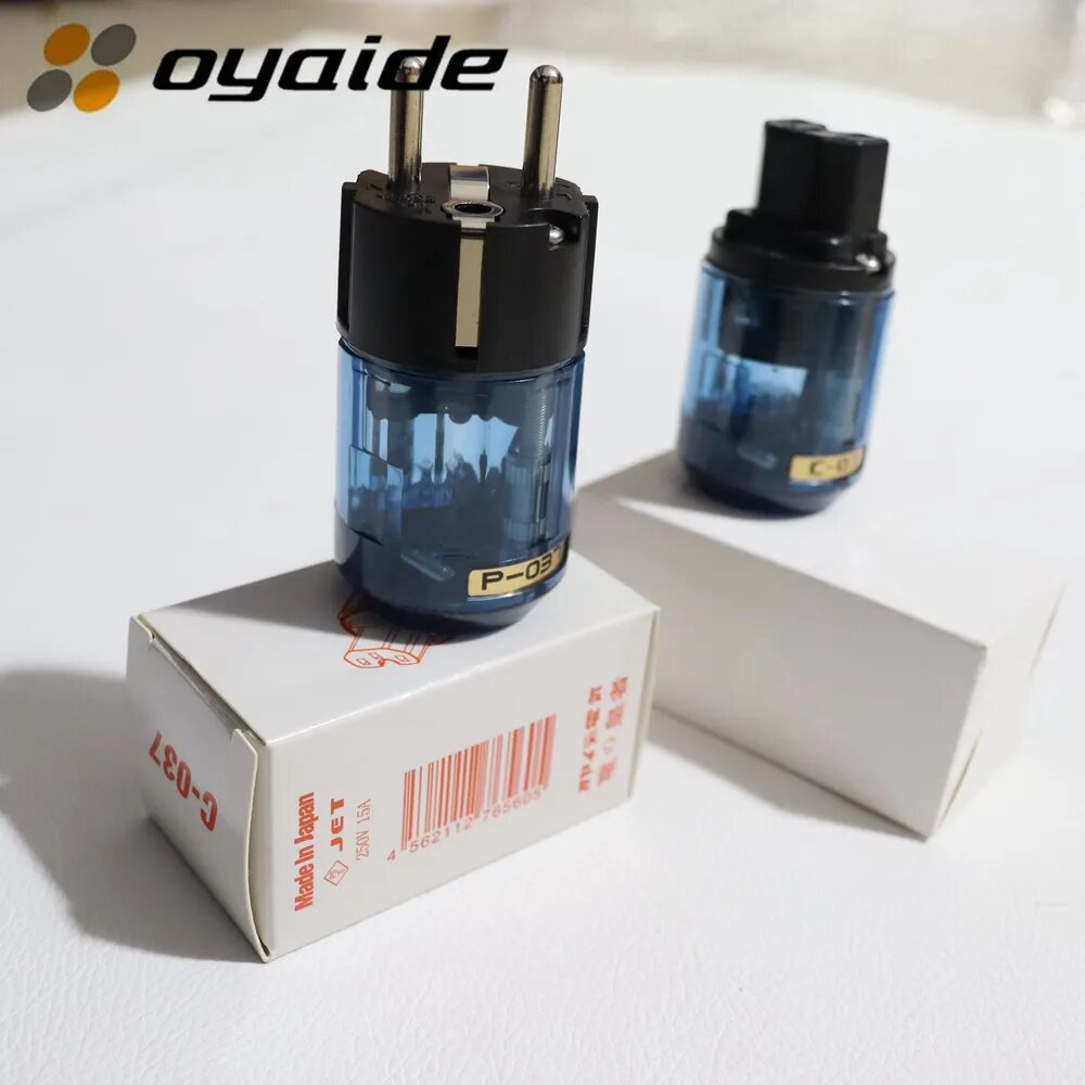 Oyaide P-037e IEC C-037 вилка питания для аудиотехники, родиевое покрытие, синий