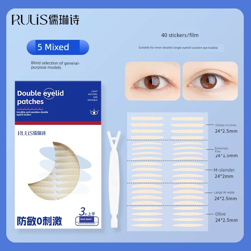 Rulinshi 5 смешанных стилей невидимая кружевная лента для двойного века водонепроницаемая против отека и провисания для