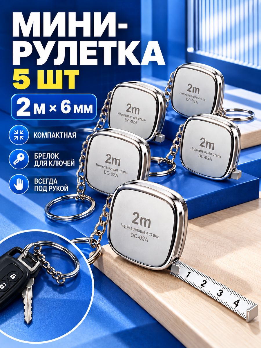17KM Измерительная рулетка Брелок 2м x 7мм