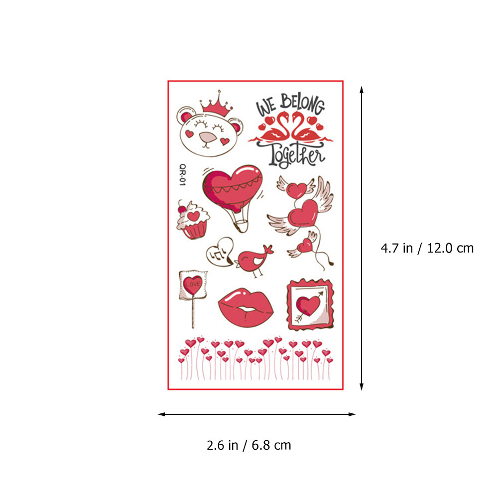 10 Листов Временные Татуировки Для Пар Valentines Декор Размер 12x6 8cm