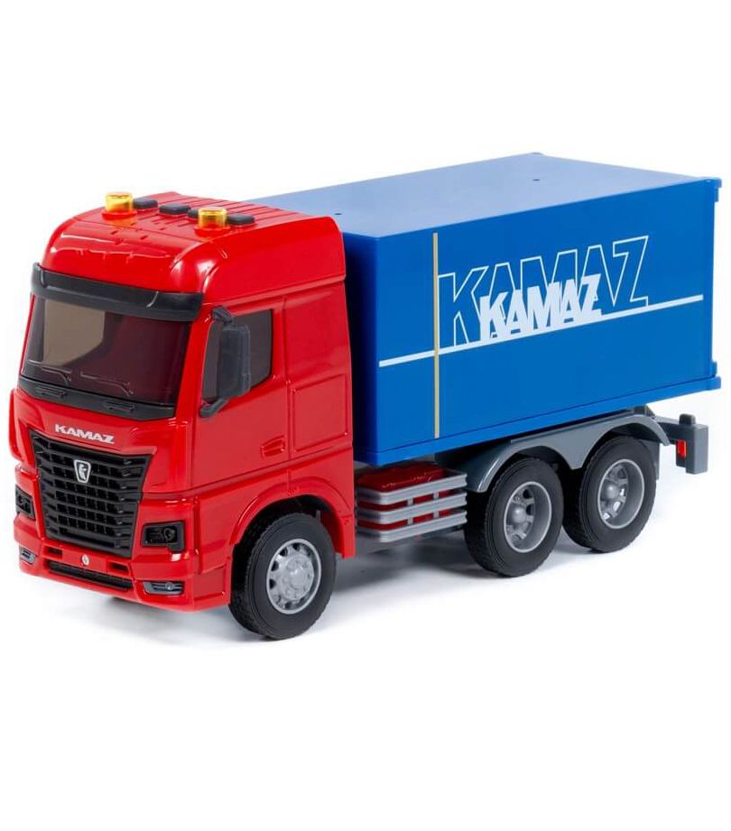 Автомобиль-фургон "KAMAZ", детская инерционная машинка-игрушка для сюжетно-ролевых игр, со звуковыми и световыми эффектами