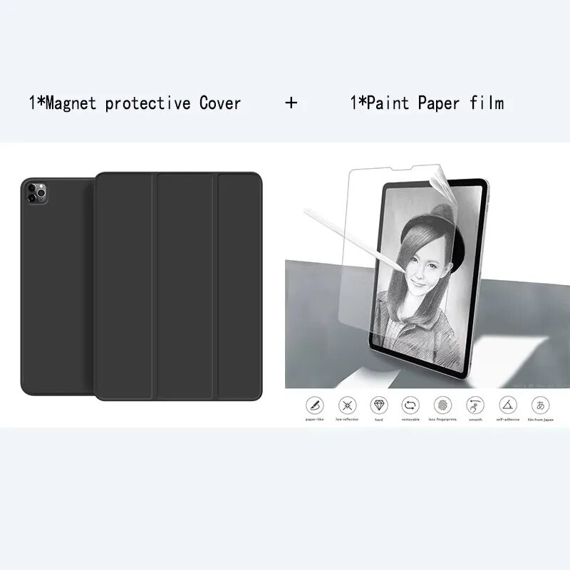 Smart Folio чехл для iPad Pro 13 (2025 M5) и iPad Pro 11 (4-го Черный, Pro 11 2025 2024, Balck F