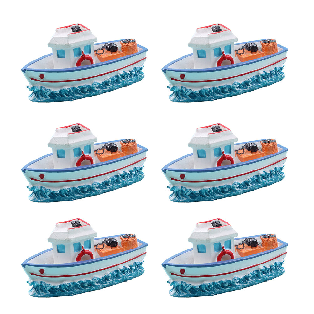 6 Штук Миниатюрные Лодки Из Резины Для Моделирования Ландшафта 5x2Cm Случайный Цвет