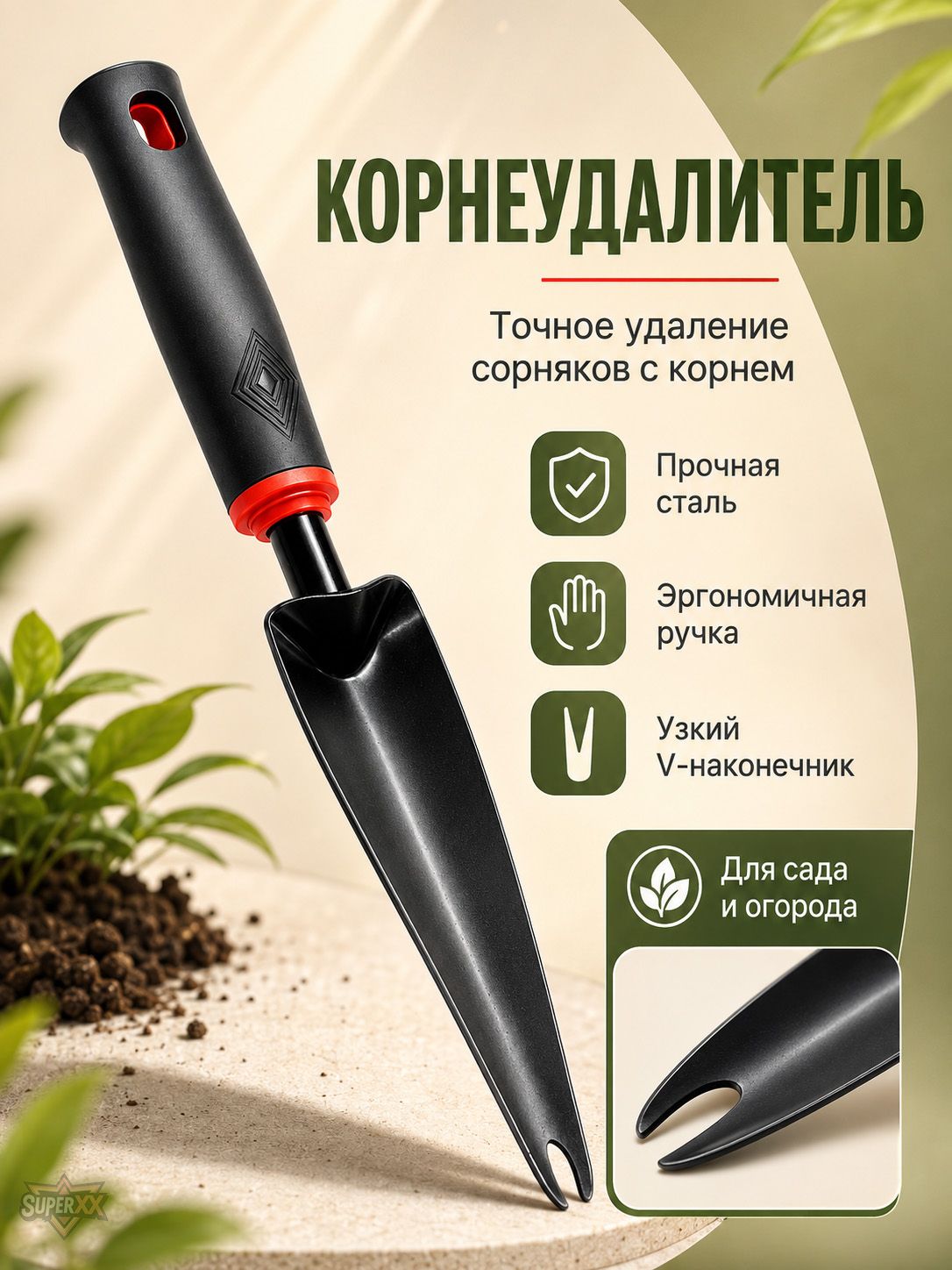 Корнеудалитель, рукоятьСталь, 5 см