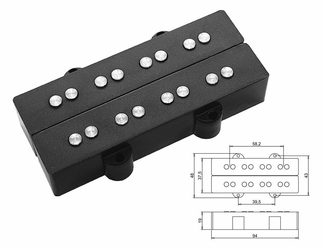 Artec JTA4-BK звукосниматель бас гитары JB сдвоенный, алнико 5, бриджевый, чёрный
