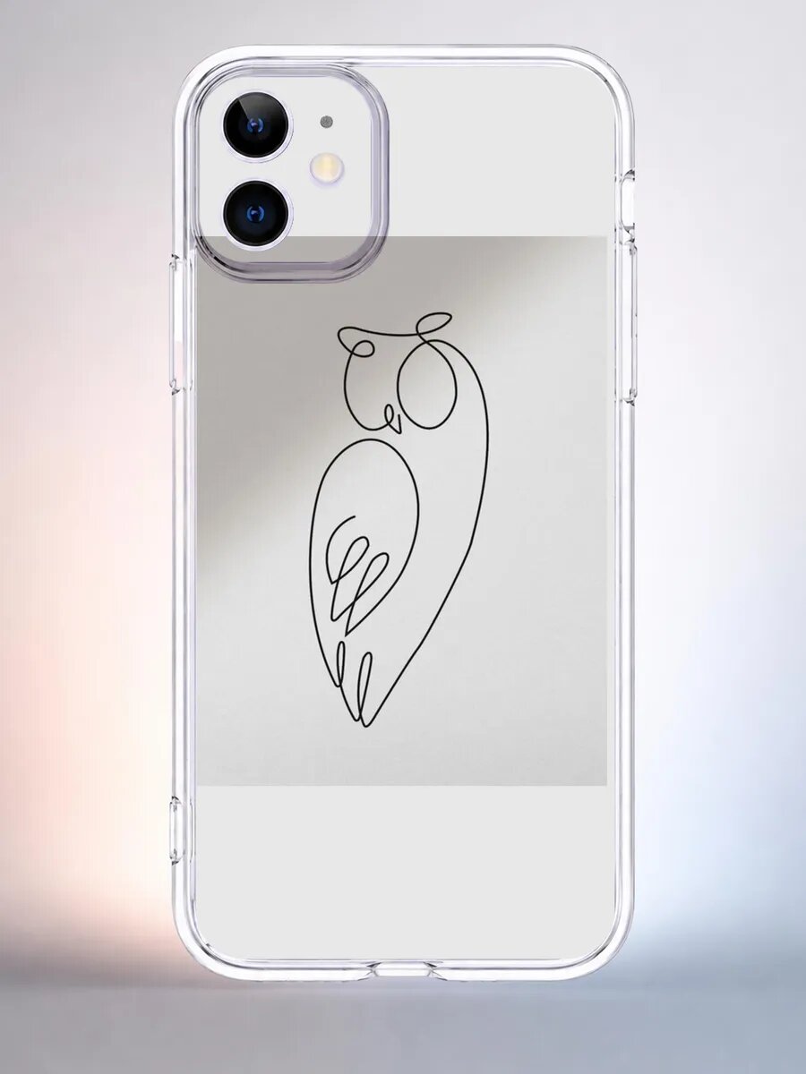 Чехол iPhone 11 сова one line арт силиконовый