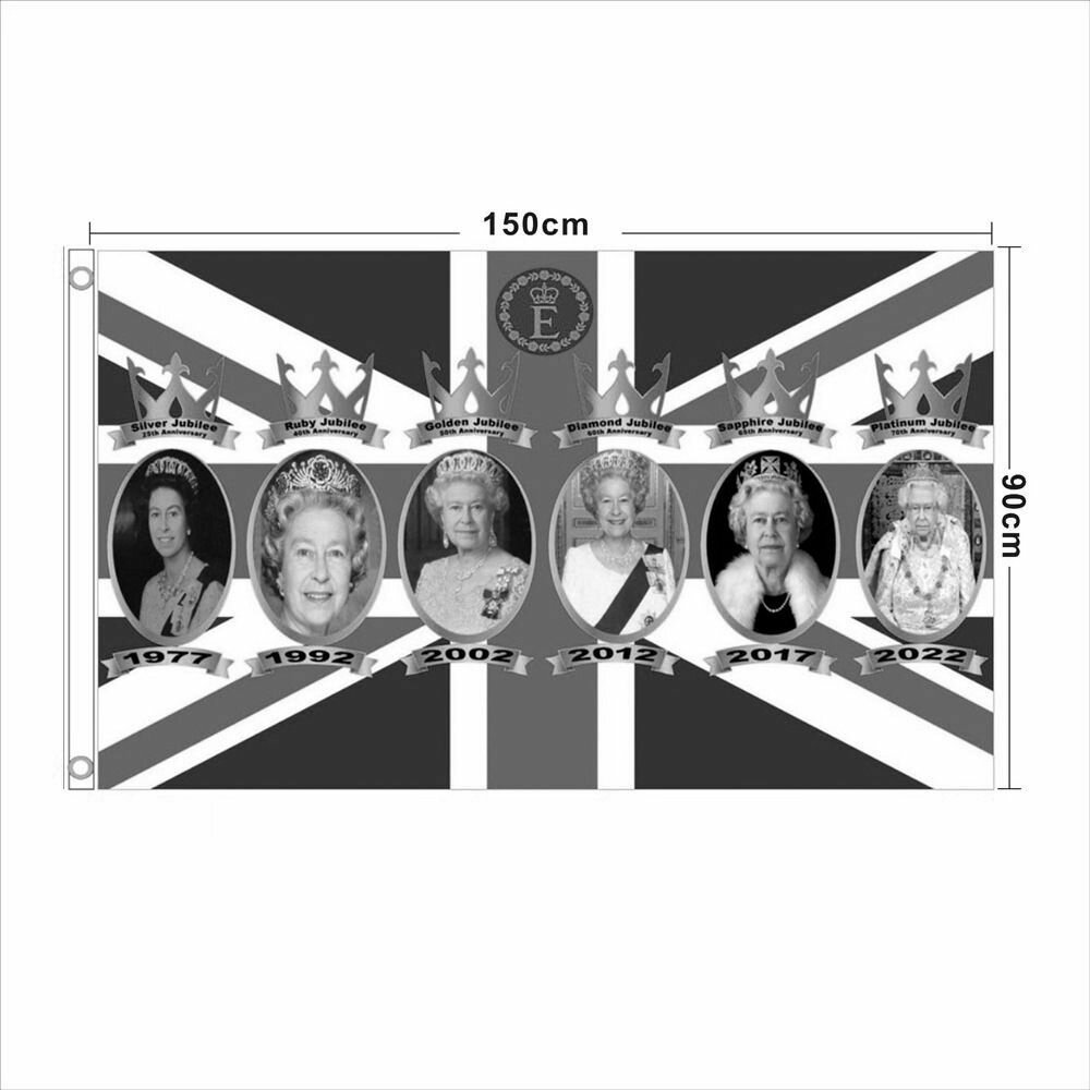Queen elizabeth ii mourning banner polyester fabric for memorials and tribute events, elizabeth