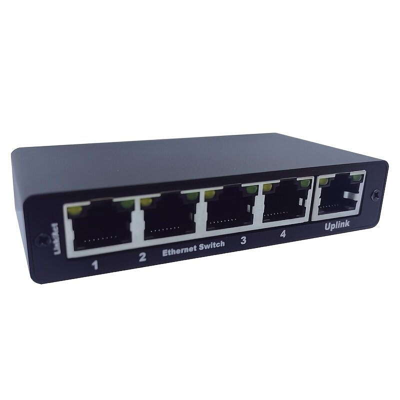 Сетевой коммутатор гигабитный на 5 портов RJ45, черный, 10/100/1000 Мбит/с, компактный