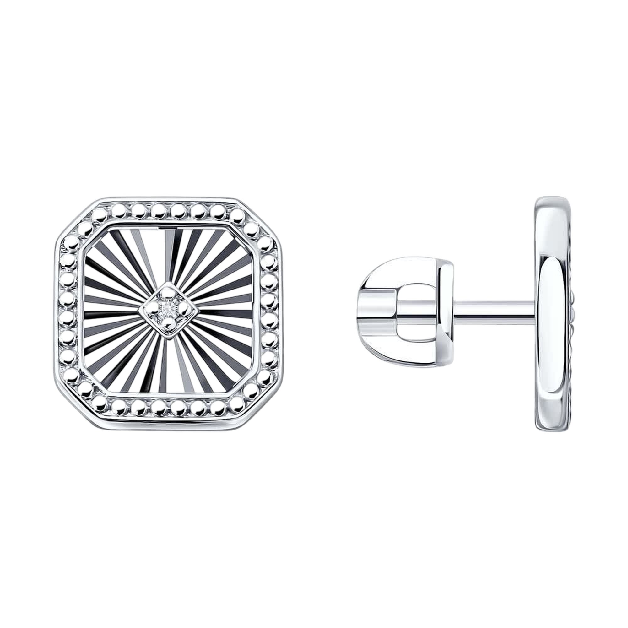 Серьги Diamant online, серебро, 925 проба, родирование, бриллиант