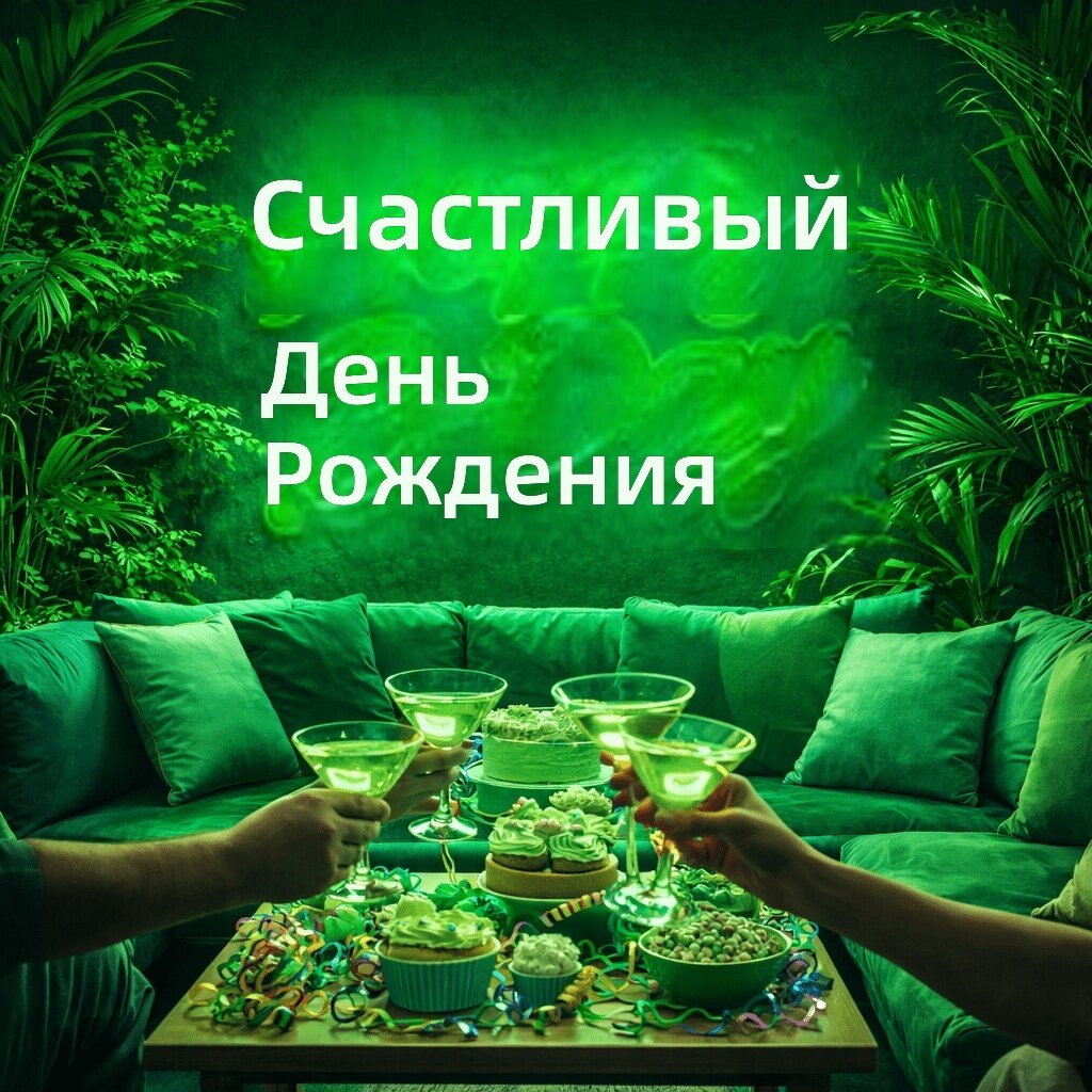 Светодиодная неоновая вывеска Happy Birthday, USB-ночник 5В для декора стен и вечеринок, зелёный, 5 дюймов, 1 символ на строку
