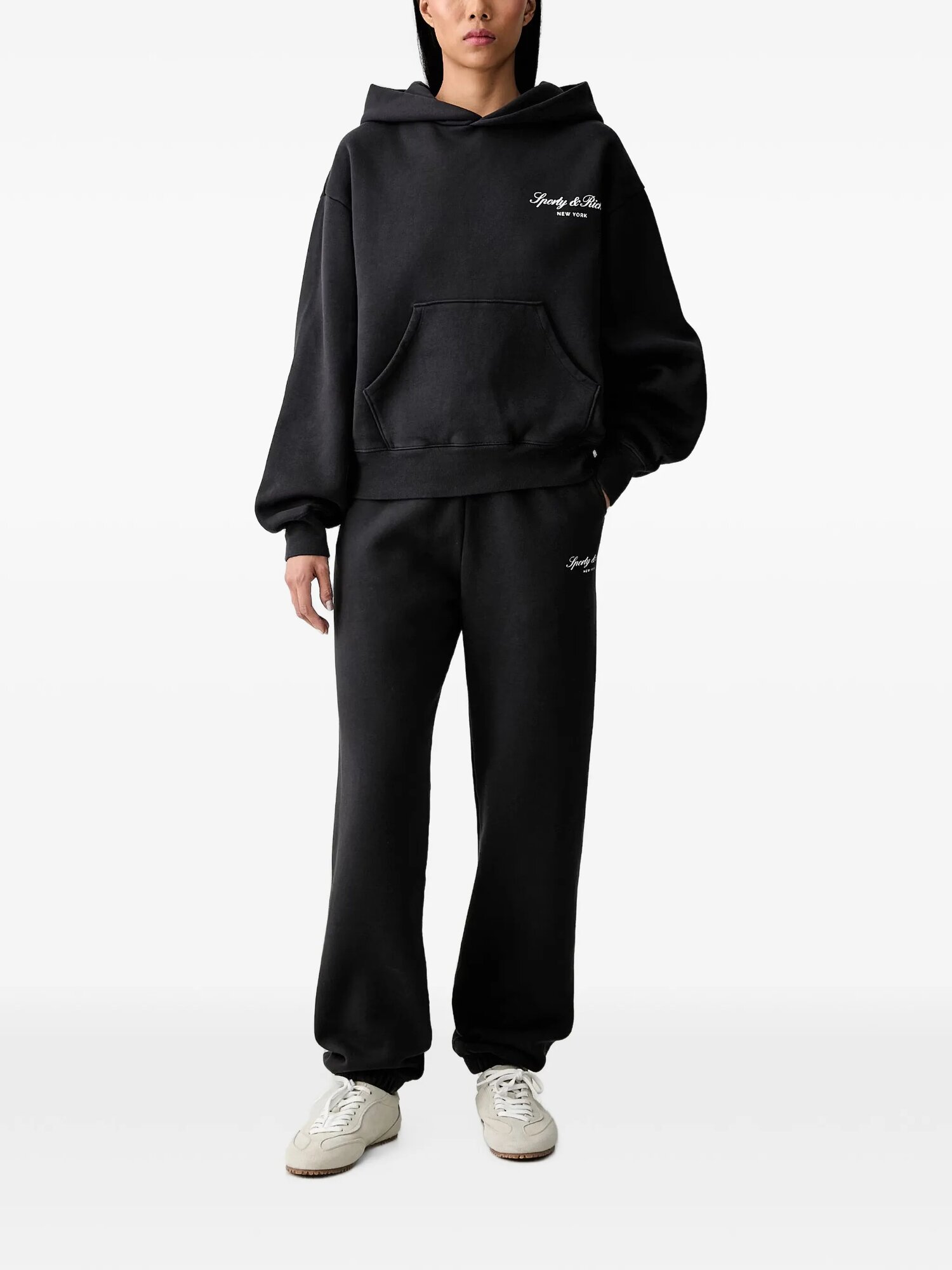 Брюки Sporty & Rich Logo-print drawstring track pants, размер 42, черный — фото 1
