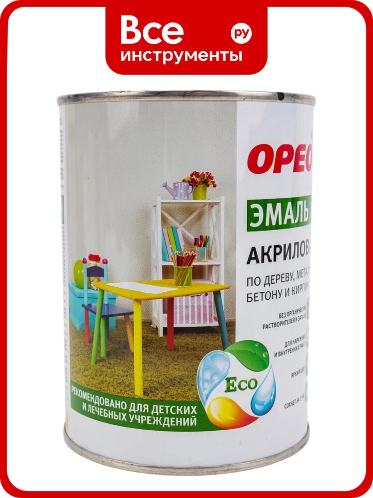 Акриловая эмаль Ореол (матовая; чёрная; 0.9 кг) 71790