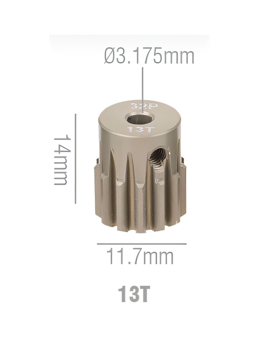 Шестерня алюминиевая Pinion gear 13T 32P для вала 3.17mm