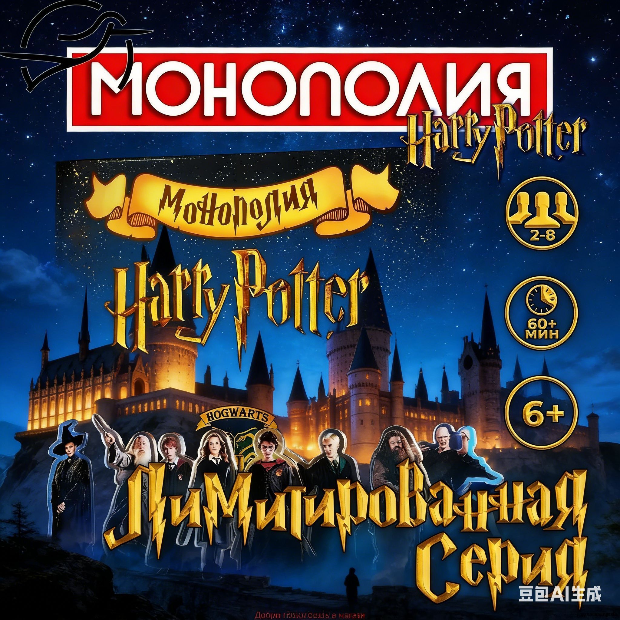 Настольные игры Монополия Гарри Поттер. Настольная игра для детей и взрослых для компании, вечеринки, на день рождения. В подарок для девочки и мальчика, ребенку, для всей семьи