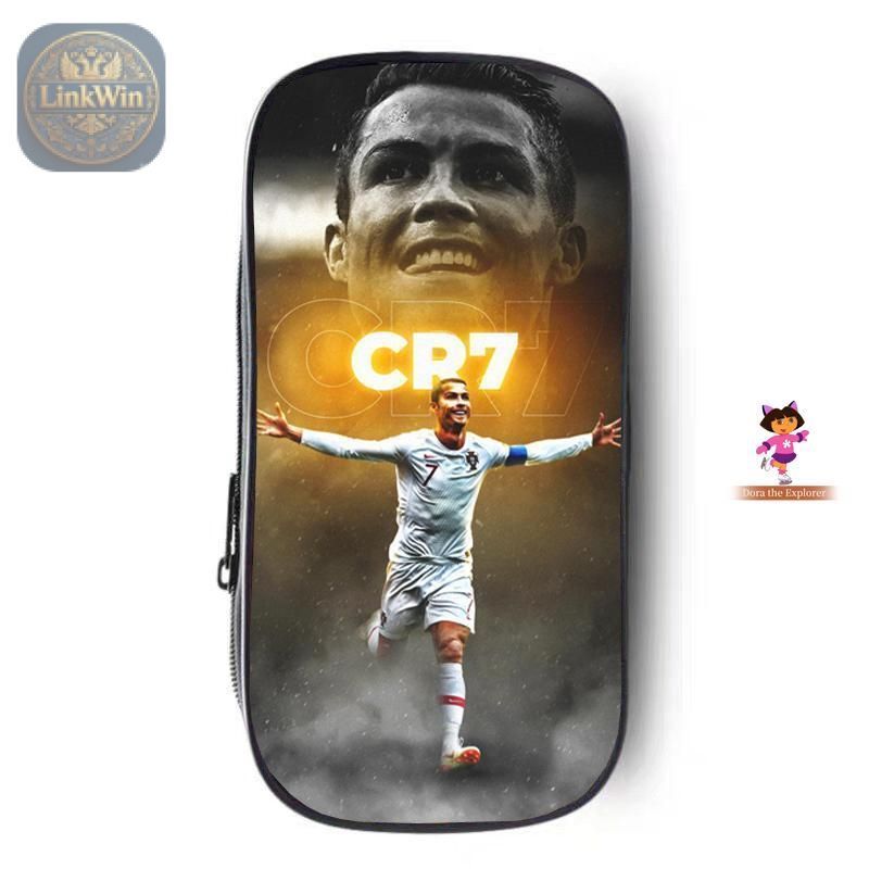 Пенал школьный (Криштиану Роналду) (Cristiano Ronaldo), холщовый, на молнии, с принтом, для начальной и средней школы