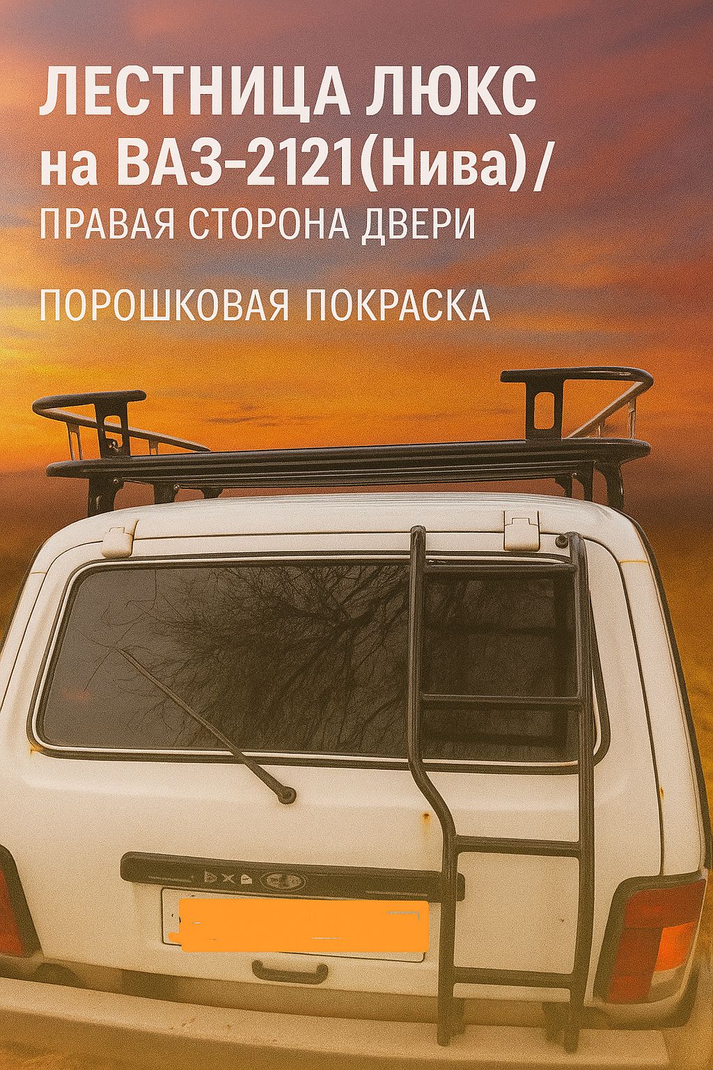 Лестница люкс на ВАЗ 2121 Нива с порошковой покраской (на правую сторону двери)