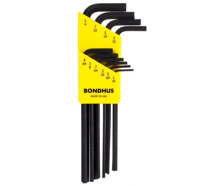 Набор из 10 ключей дюймовых черных BONDHUS L 1/16-1/4" 12138