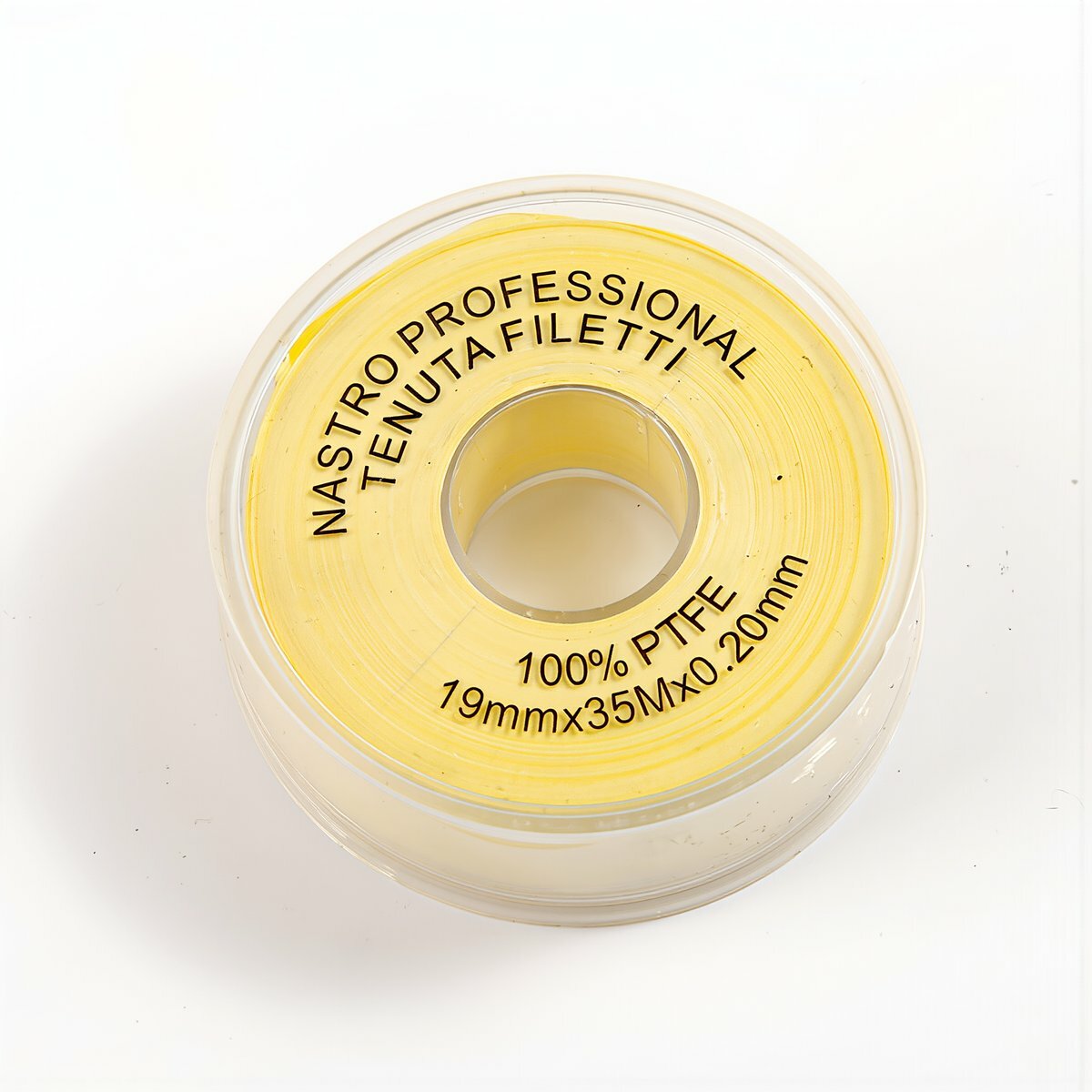 Фум-лента тефлоновая PTFE 19 мм 35 м 0.2 мм для герметизации резьбы водопроводных газовых труб розовая, Желтый