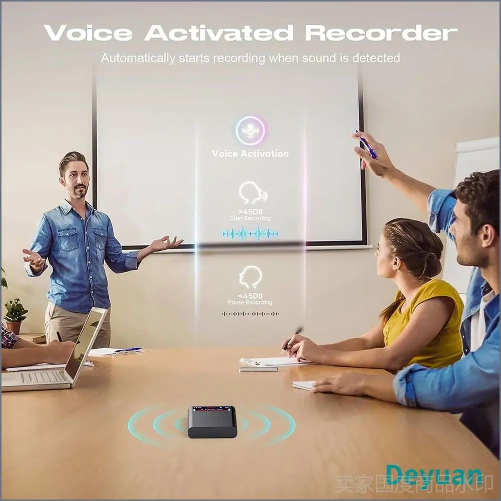 Цифровой диктофон DVR25 с цветным дисплеем и магнитным креплением, 64 ГБ
