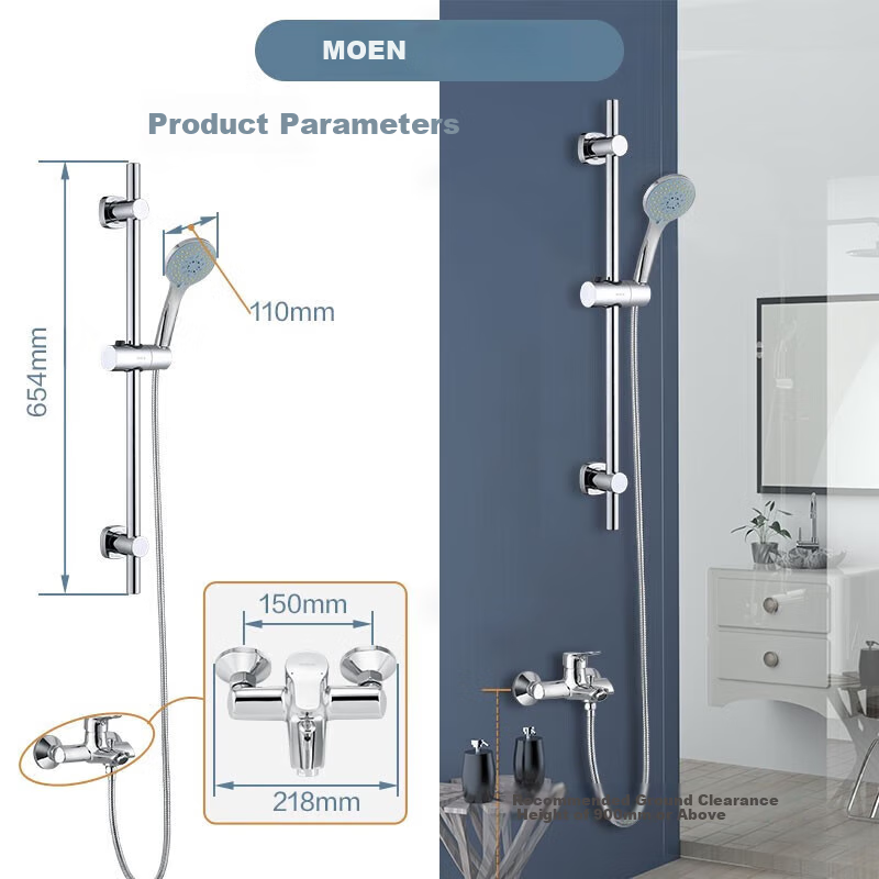 MOEN 5-функциональный душевой комплект с термостатом, нержавеющей скользящей штангой, полный набор в блестящем серебре