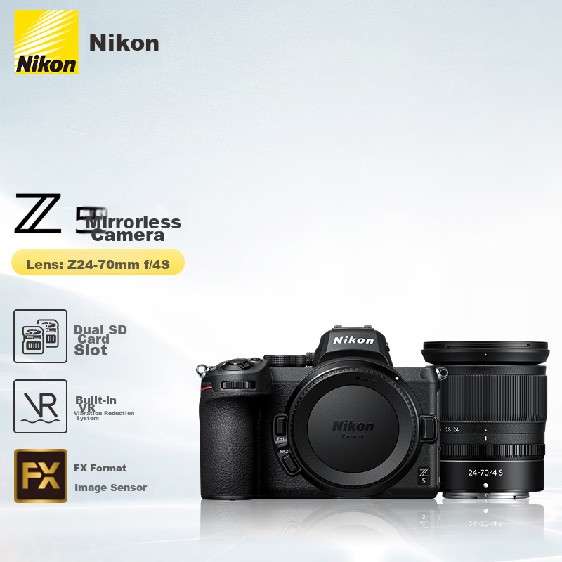 Nikon Z5 24-70mm F/4 S полнокадровая беззеркальная камера с 4K видео, двойным слотом SD и функциями для Vlog