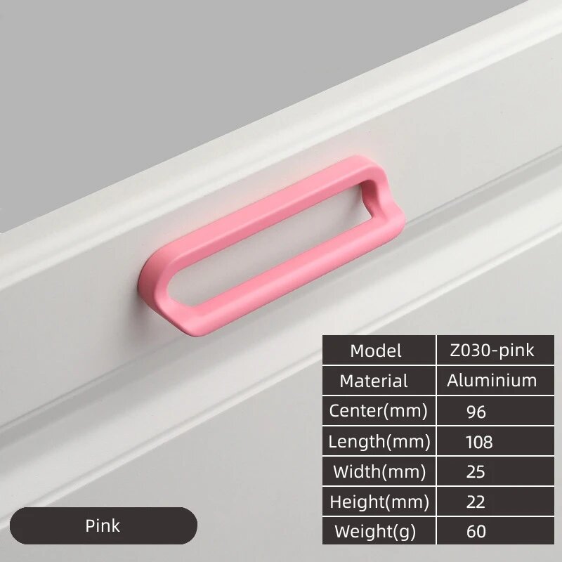 Ручка для шкафа Pink, Aluminium, 108x25x22 мм, 60г, Z030-pink