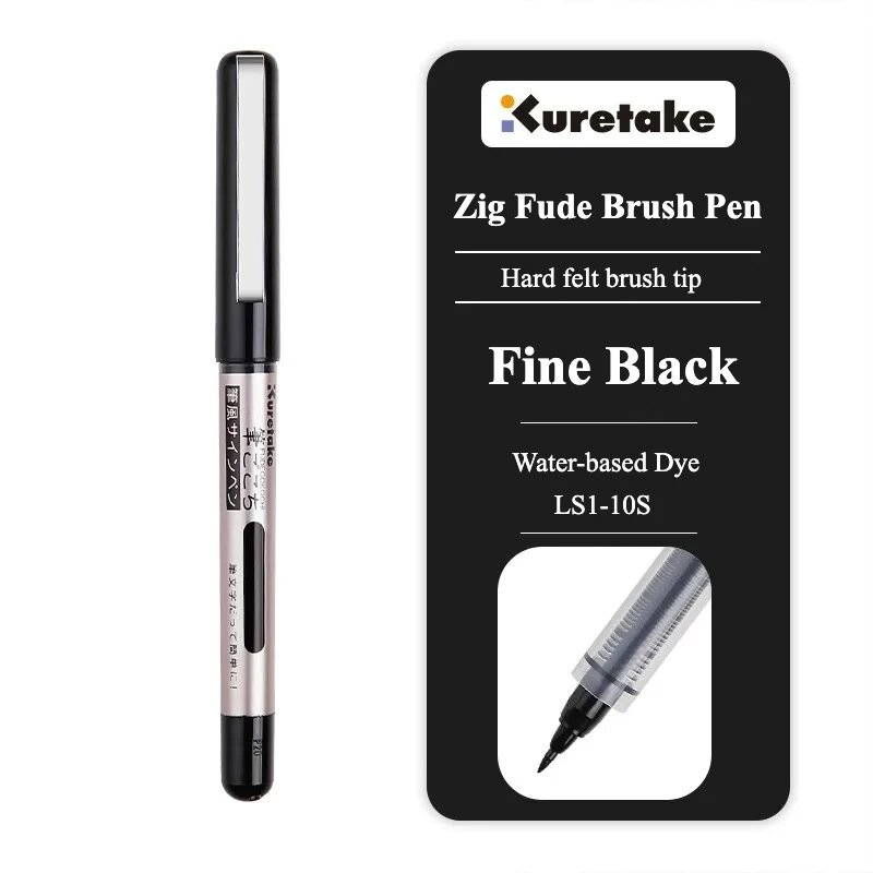 Кисть-ручка Kuretake Zig Fude Черный, LS1-10S