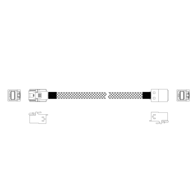 MD-6715029 Кабель Miradeed MD-6715029, HDmSAS SFF8643 -to- HDmSAS SFF8643 + SideBand , SAS 3.0 (12G), 85 Ohm, 60cm