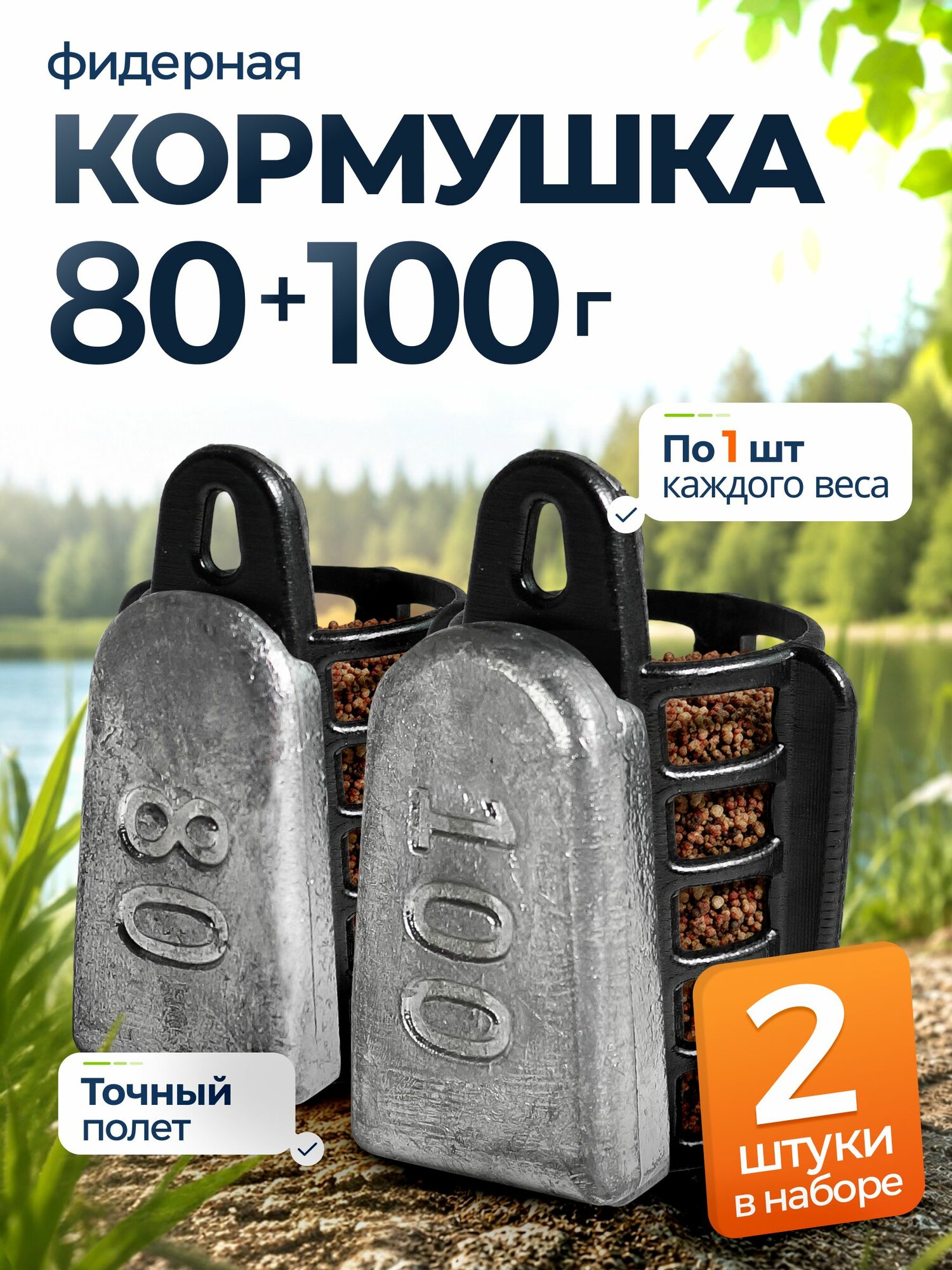 Кормушка фидерная для рыбалки 80,100г по1шт черн P1