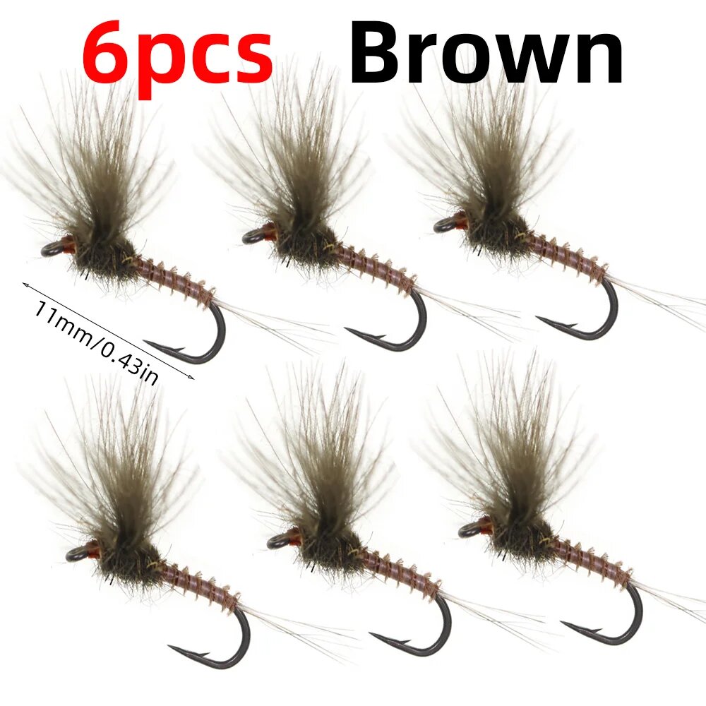 Vampfly 6шт. #16 CDC Mayfly парашют сухие мушки 6pcs Brown