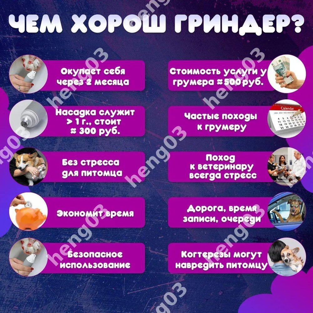 Гриндер для когтей собак, белый, уход за когтями, 250 г, размеры 15х3х3 — фото 1
