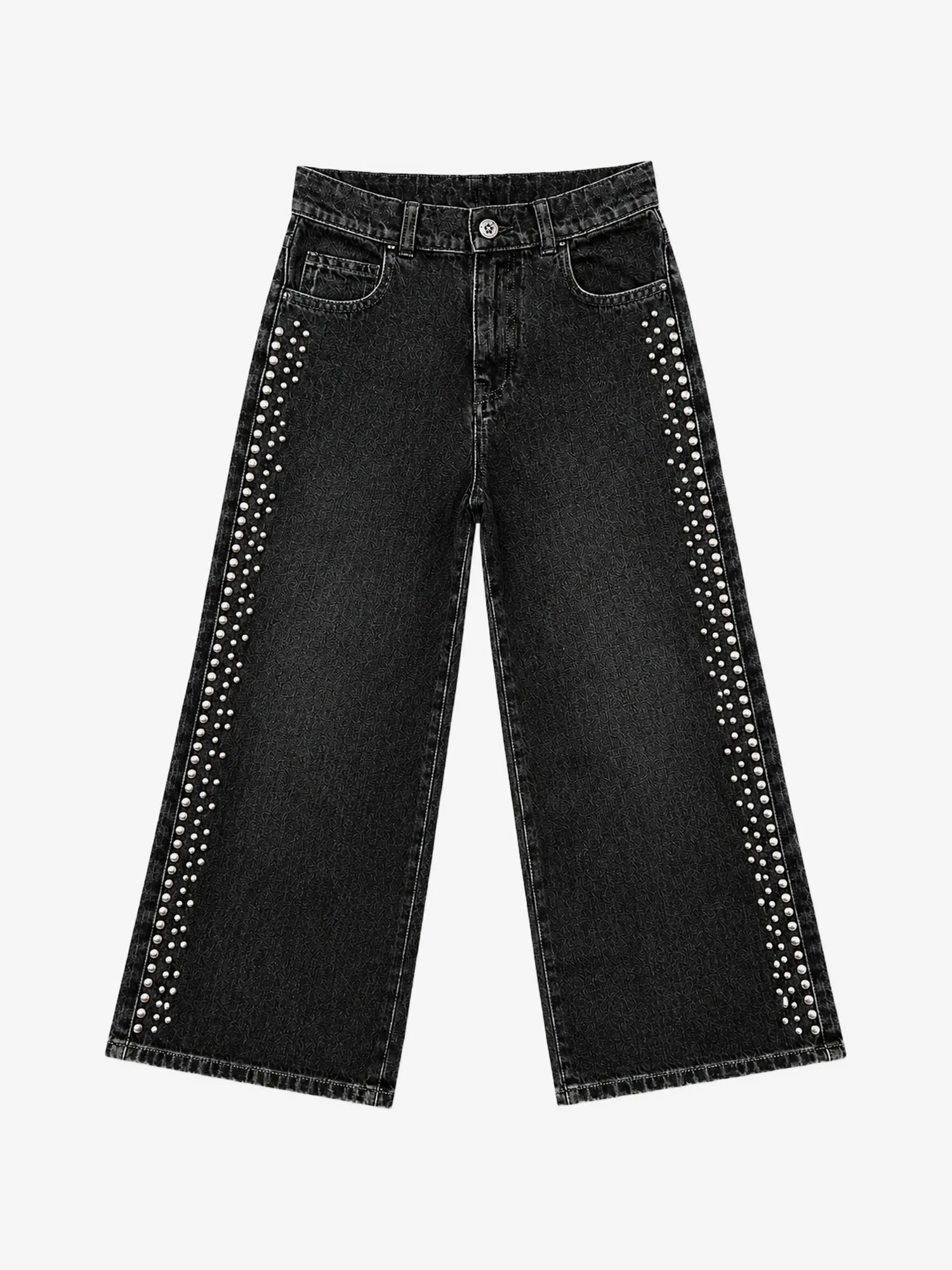 Джинсы Stud-embellished logo-pattern jeans