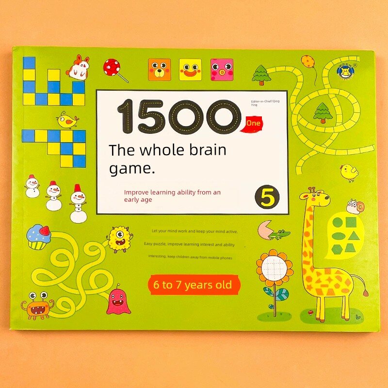1500 игр для развития мозга для детей 6-7 лет, обучающая книга с заданиями, одиночное издание, инструмент раннего