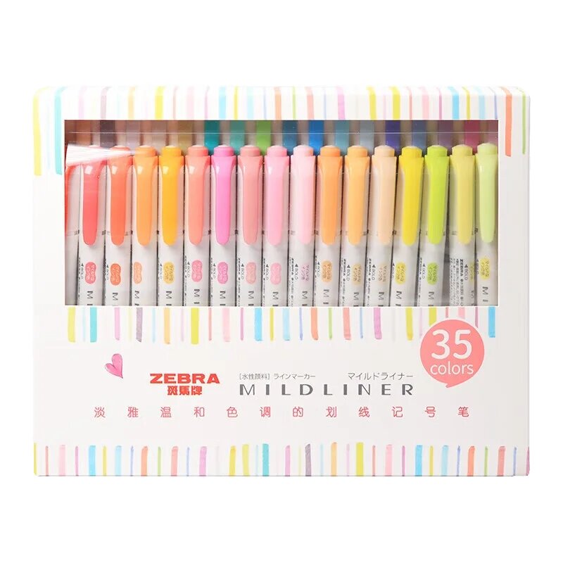 Маркеры ZEBRA Mildliner Highlander WKT7 35 цветов