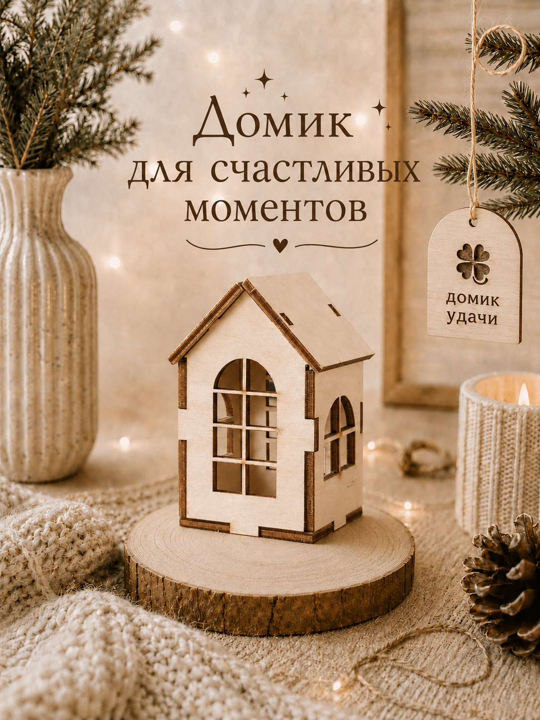 Домики, деревянные заготовки, 5 штук в наборе