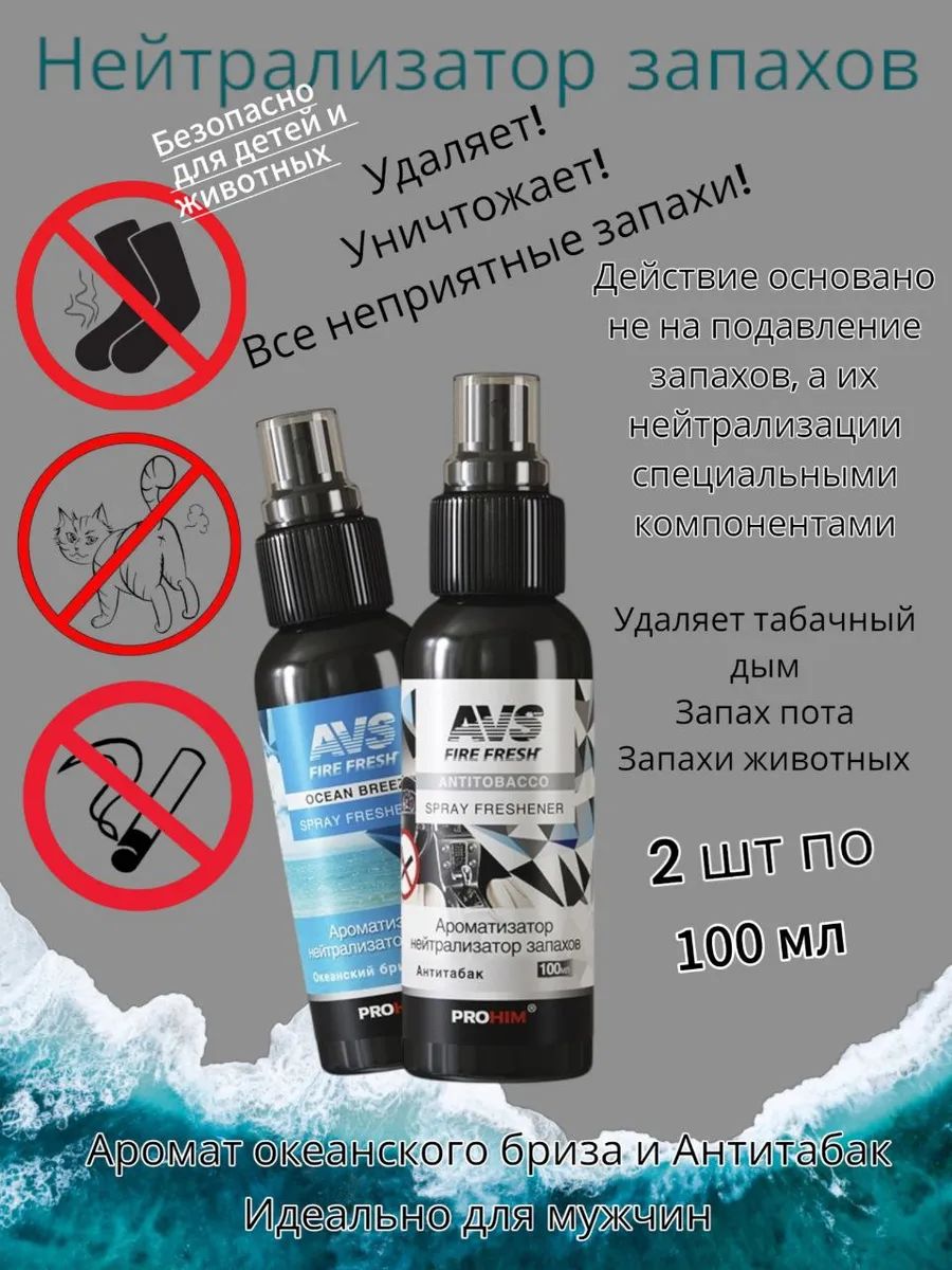 Ароматизатор в авто с ароматами Океанский бриз и Антитабак
